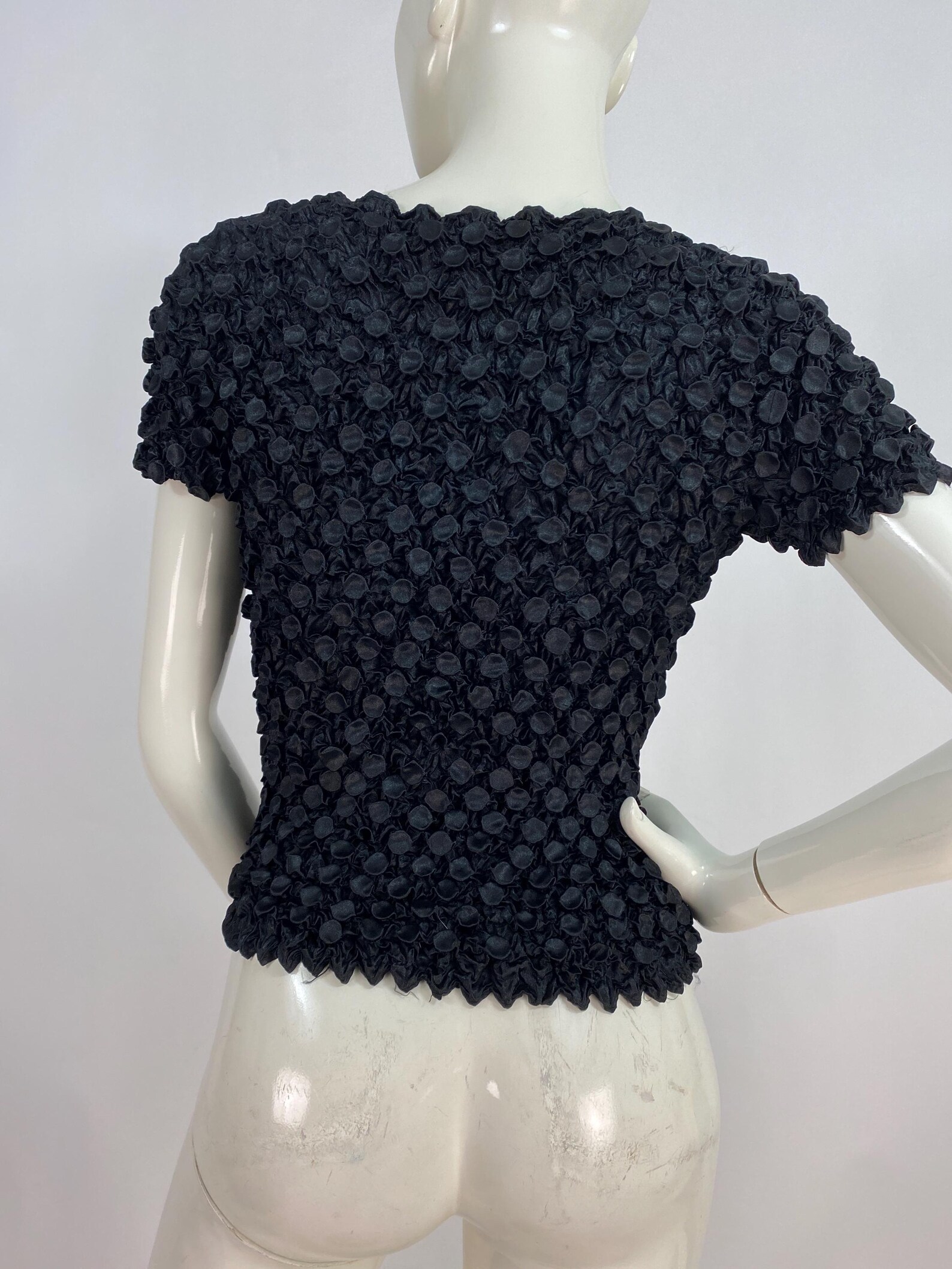 Black Bubble Top, 80s Vintage Top, Textured Top - Etsy