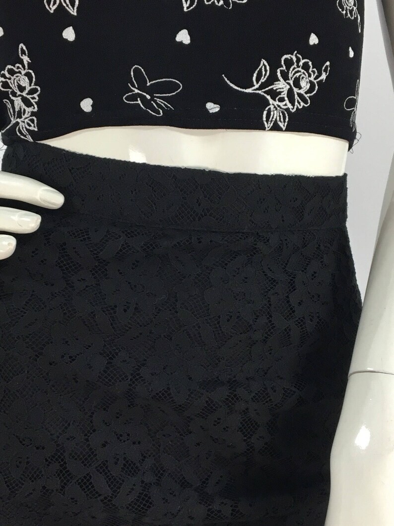 Vintage black lace skirt/80s Authentic Prima Donna fitted lace | Etsy