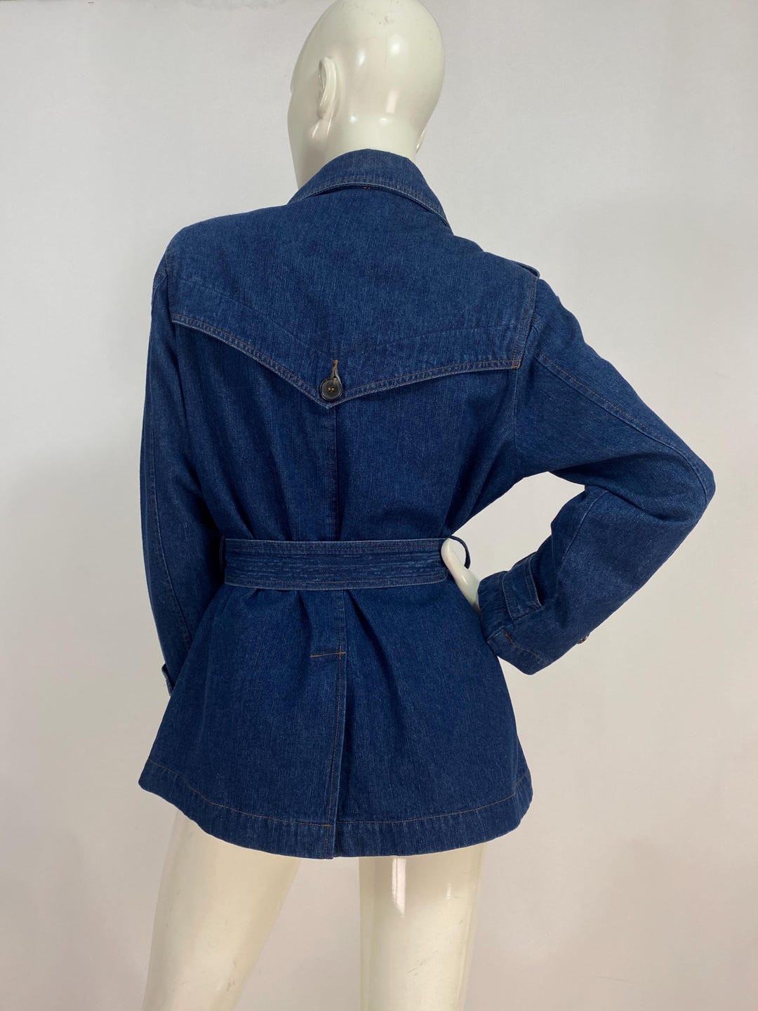 Belted Denim Jacket, Belted Jean Jacket - Etsy