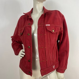 Vintage Guess Denim Jacket, Georges Marciano for Guess, Red Jean Jacket ...