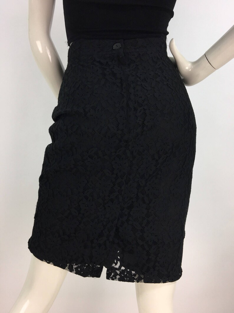 Vintage black lace skirt/80s Authentic Prima Donna fitted lace | Etsy
