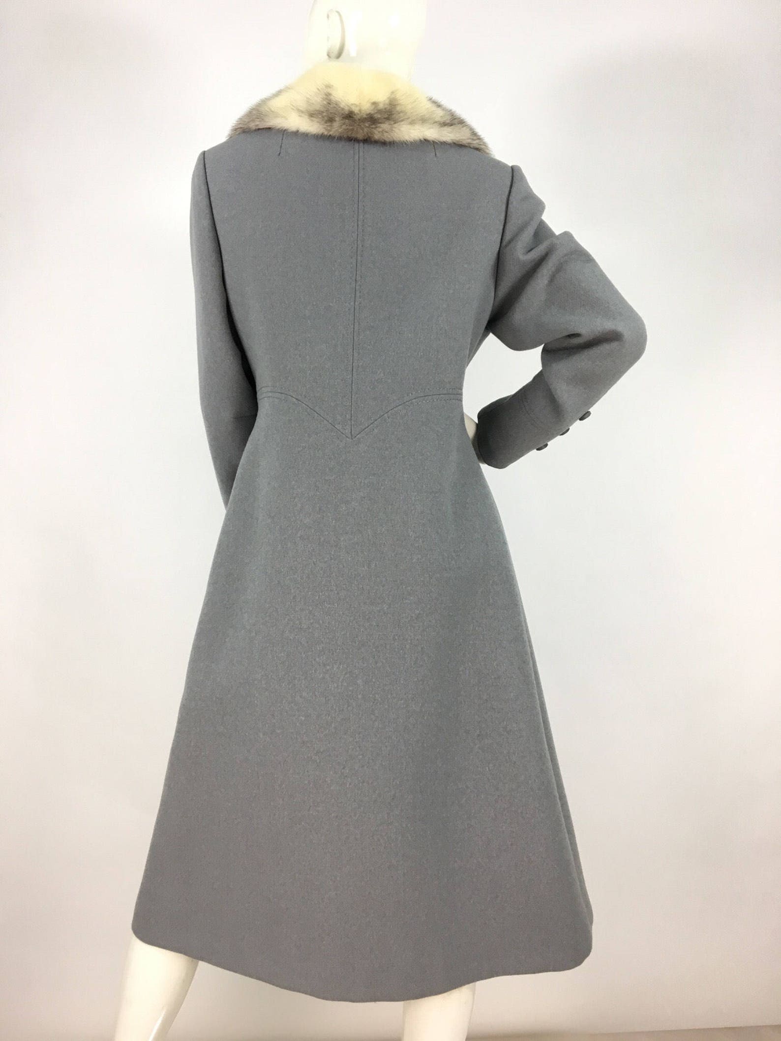 1960s Mink Collar Coat/60s Mink Collar Wool Coat - Etsy