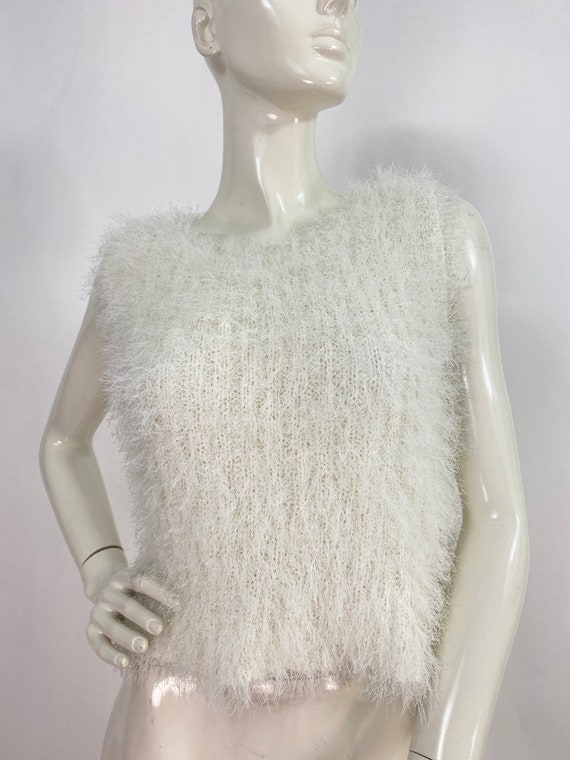 y2k fuzzy top white - Gem