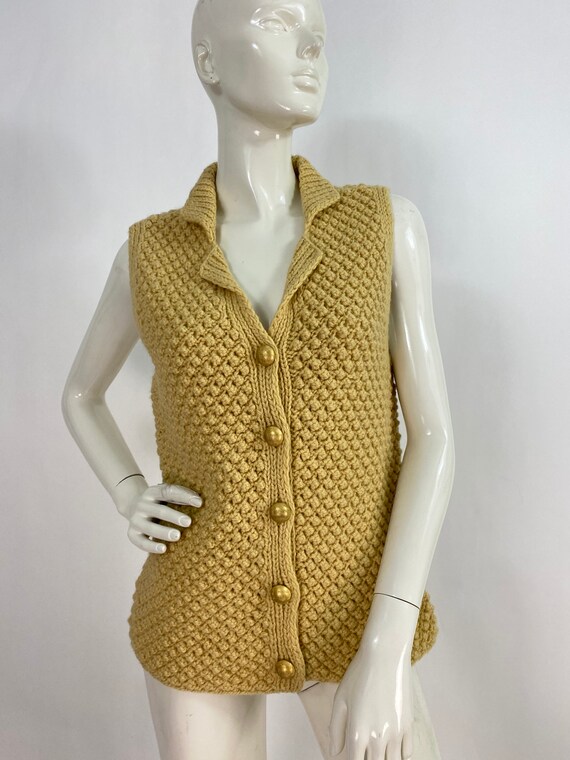 Vintage knit vest, 70s hand knit vest - Gem