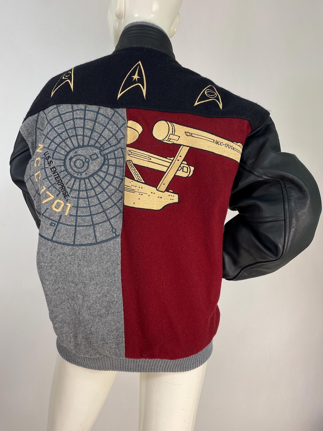 Star Trek Bomber Jacket, Leather Sleeve Bomber - Etsy