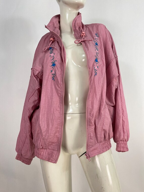 1980s windbreaker jacket, 1980s rose jacket - Gem