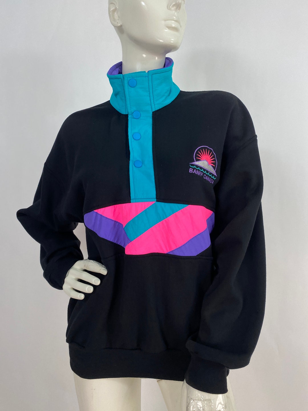 90s Sweater, 1990s Banff Sweater, 90s Neon Sweater - Etsy