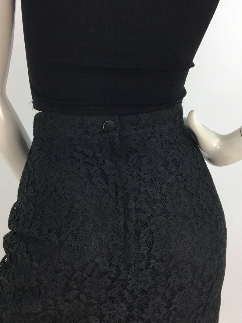 Vintage black lace skirt/80s Authentic Prima Donna fitted lace | Etsy