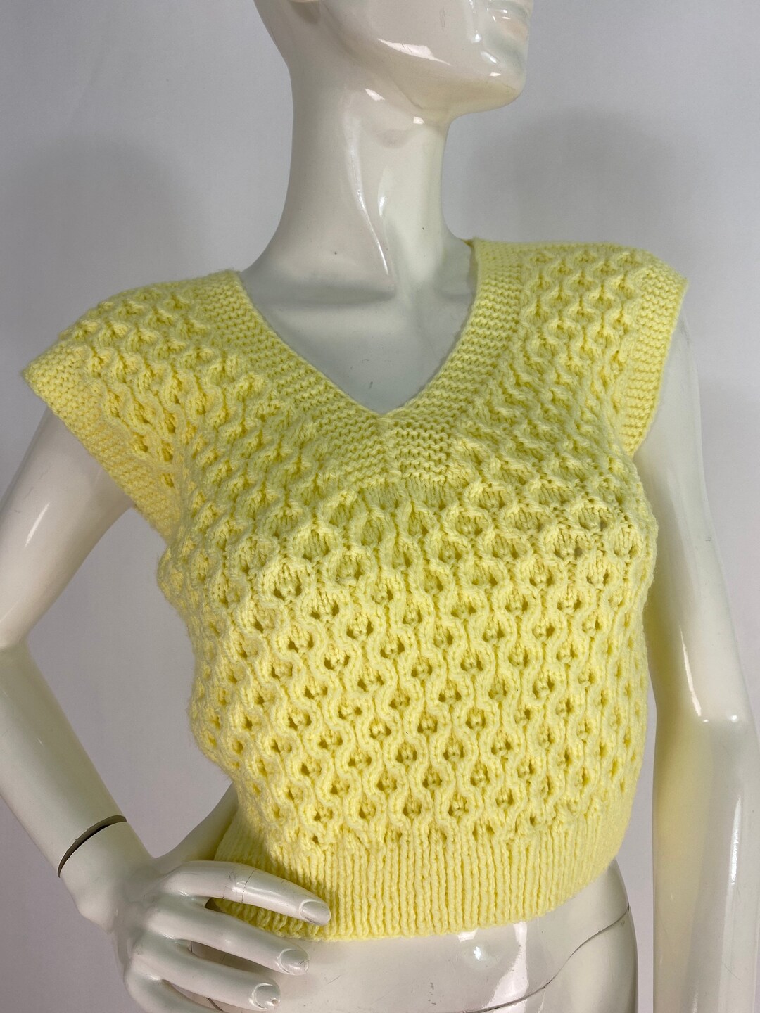Vintage Yellow Knit Top - Etsy