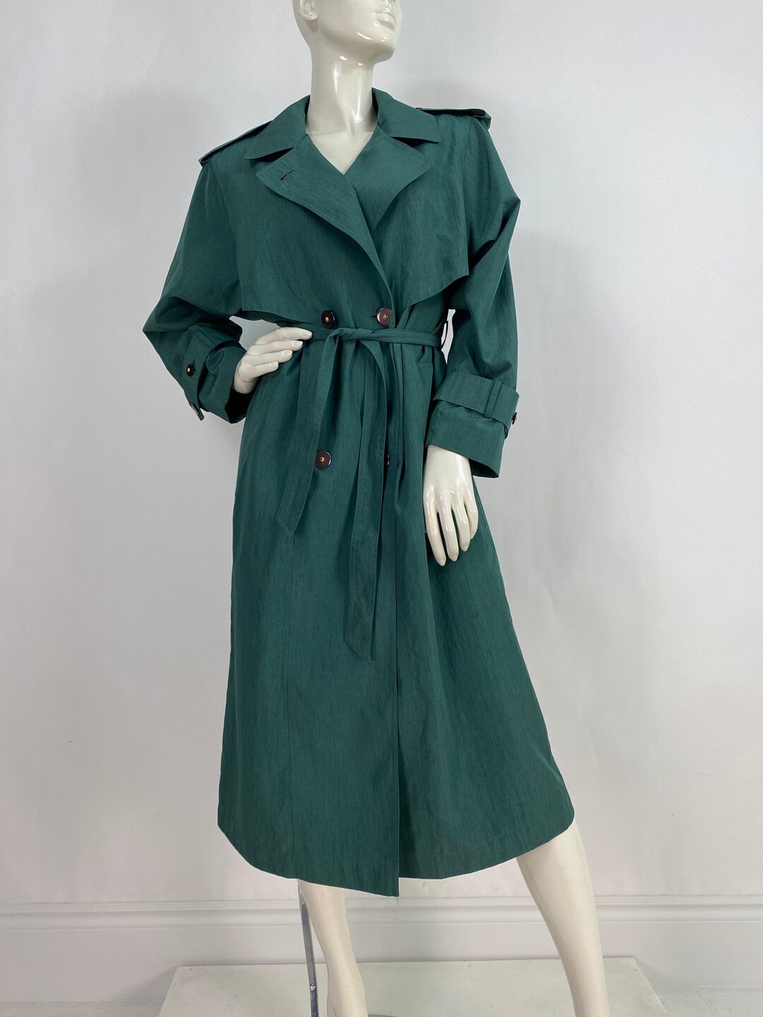 90s Trench Coat, Green Trench Coat, Junior Gallery by Fen-nelli - Etsy