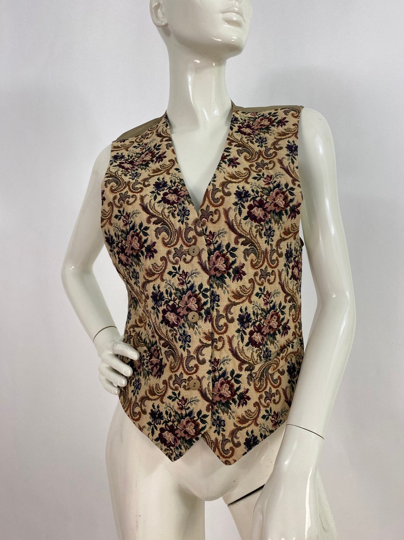 90s Tapestry Vest, Floral Tapestry Vest - Etsy