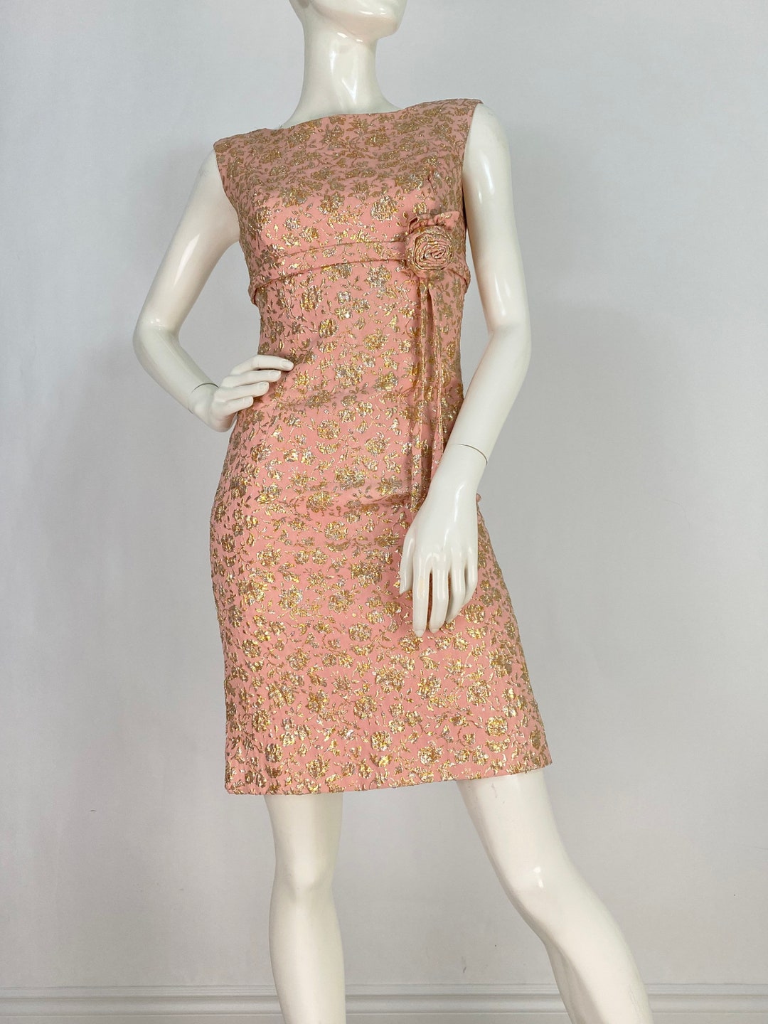 1950s Dress/gold/silver Metallic Thread Dress/50s Dress - Etsy