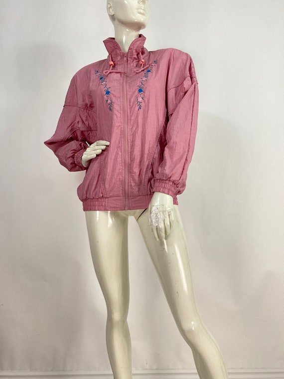 1980s windbreaker jacket, 1980s rose jacket - Gem