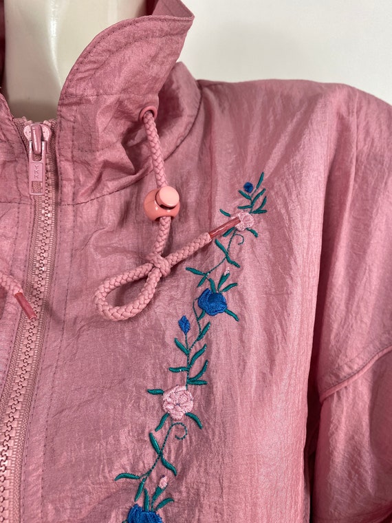 1980s windbreaker jacket, 1980s rose jacket - Gem