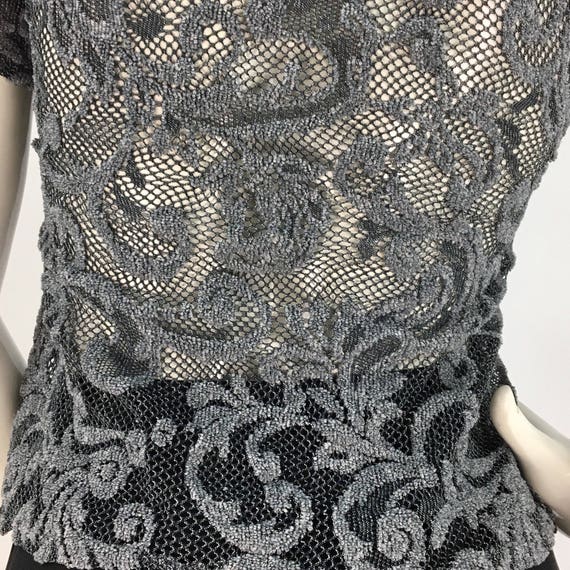 90s grey mesh top/1990s sheer top - Gem