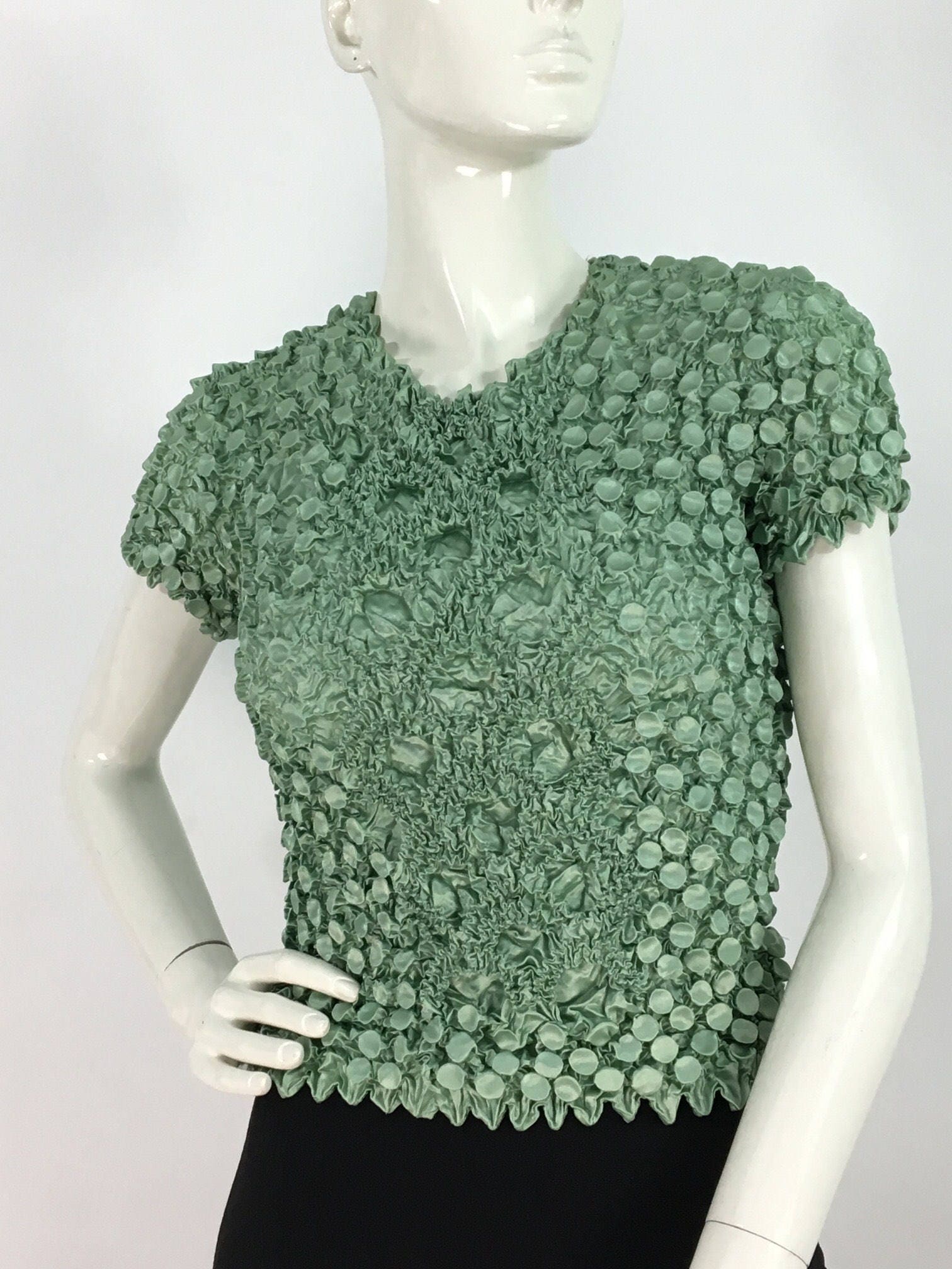 Vintage Popcorn Blouse/mint Green Bubble Top/popcorn Blouse - Etsy