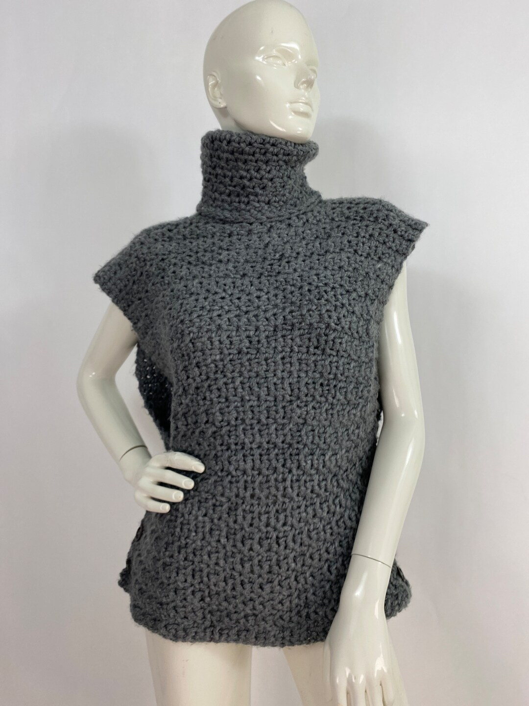 Side Button Knit Vest, Turtleneck Knit Vest - Etsy