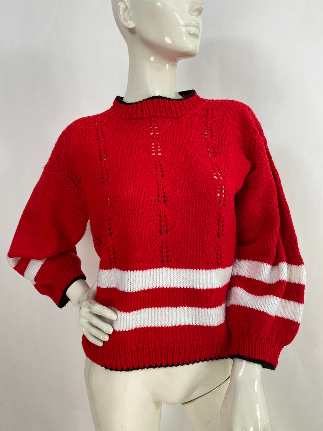1980s Knit Sweater, Vintage Hand Knit Sweater - Etsy