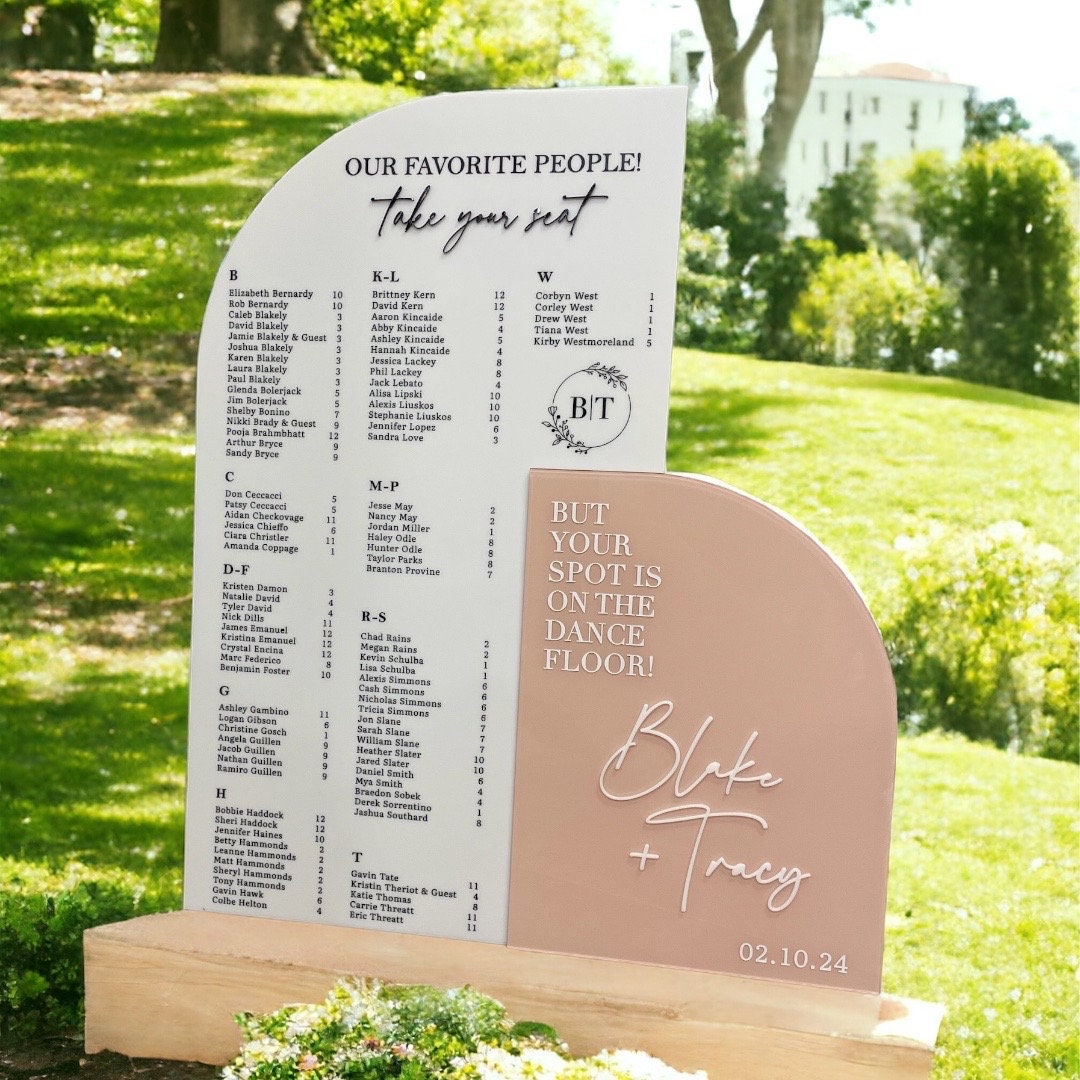 Duo Seating Chart, Welcome Sign and Seating Chart, Arched Wedding Sign ...