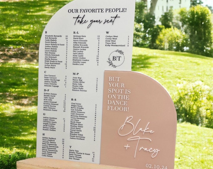Duo Seating Chart, Welcome Sign and Seating Chart, Arched Wedding Sign ...