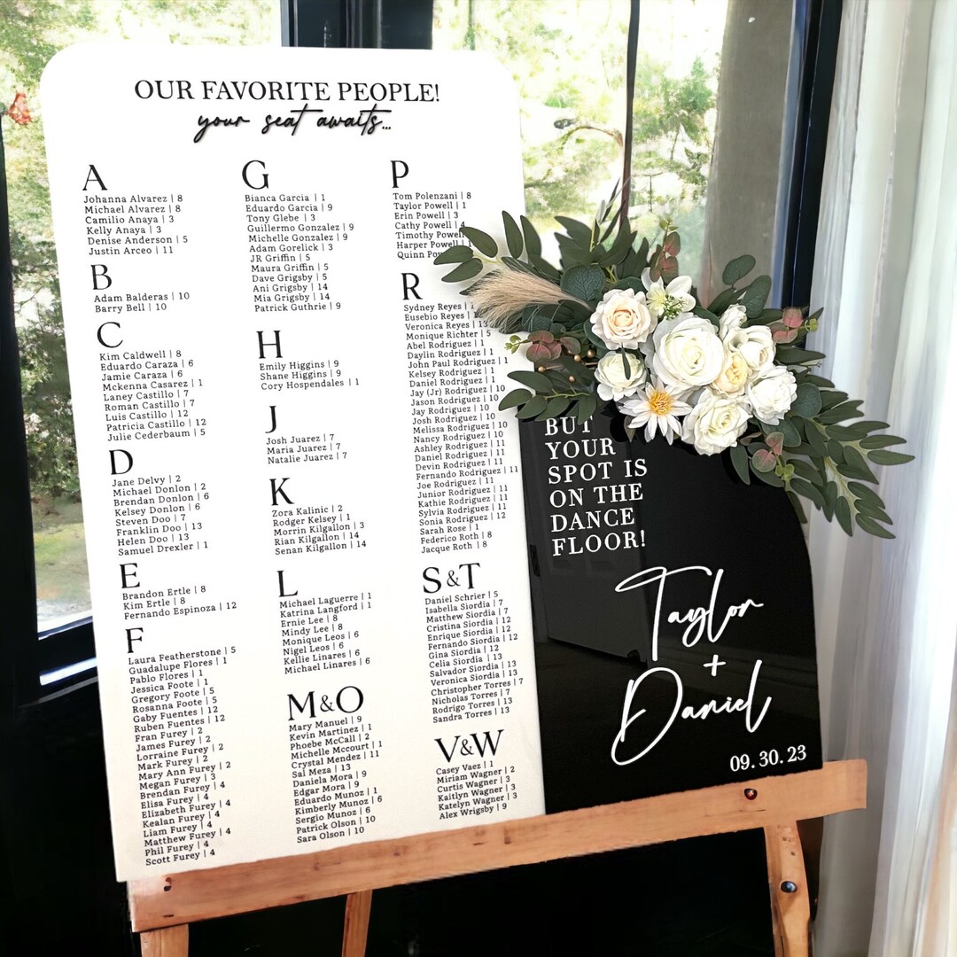 Duo Seating Chart, Welcome Sign and Seating Chart, Arched Wedding Sign ...