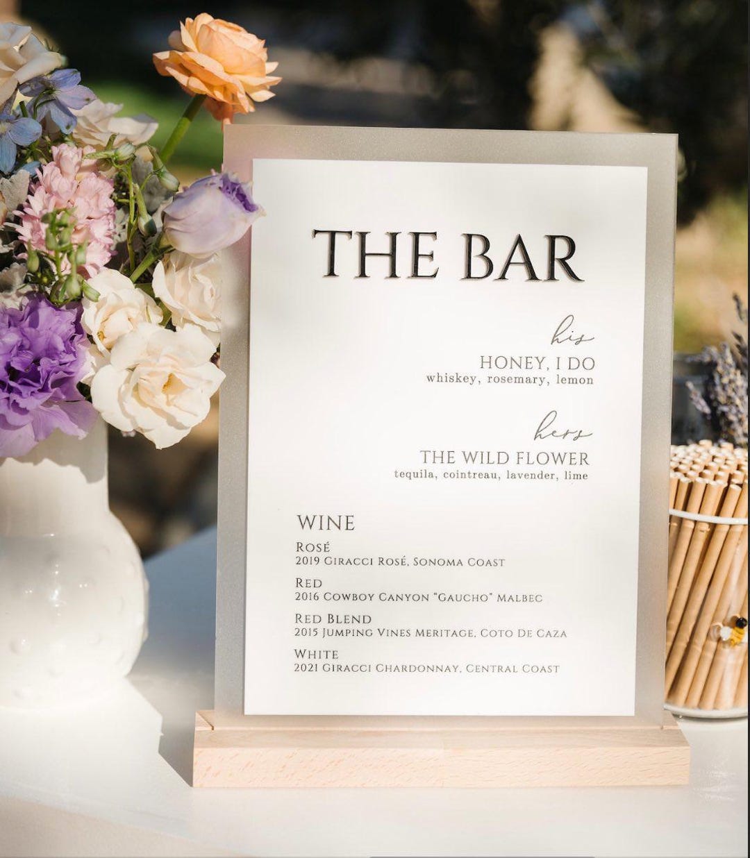Custom Bar Menu | Cocktail Signage | His and Her Bar Menu | Wedding Bar ...