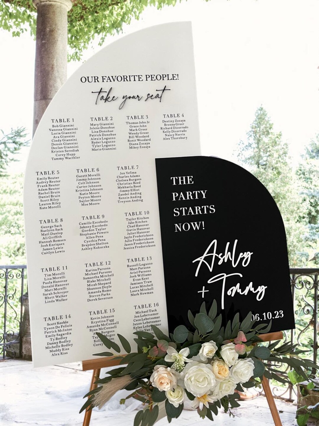Duo Seating Chart, Welcome Sign and Seating Chart, Arched Wedding Sign ...