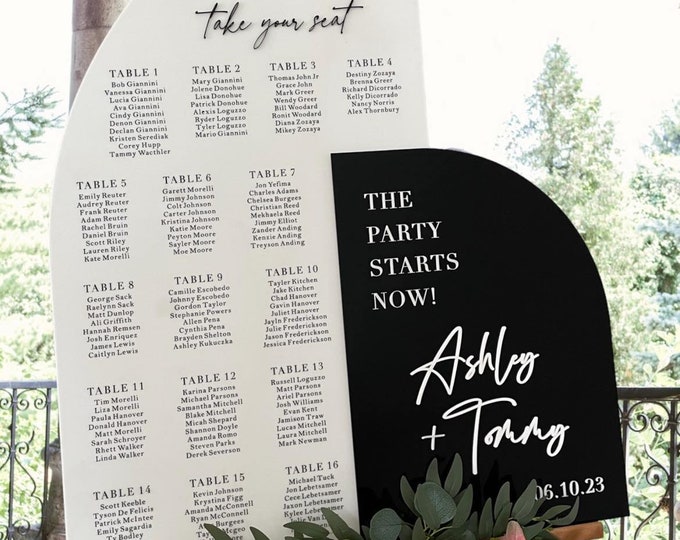 Duo Seating Chart, Welcome Sign and Seating Chart, Arched Wedding Sign ...