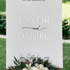 Acrylic Wedding Welcome Sign | Matte on Shiny | White on White Wedding ...