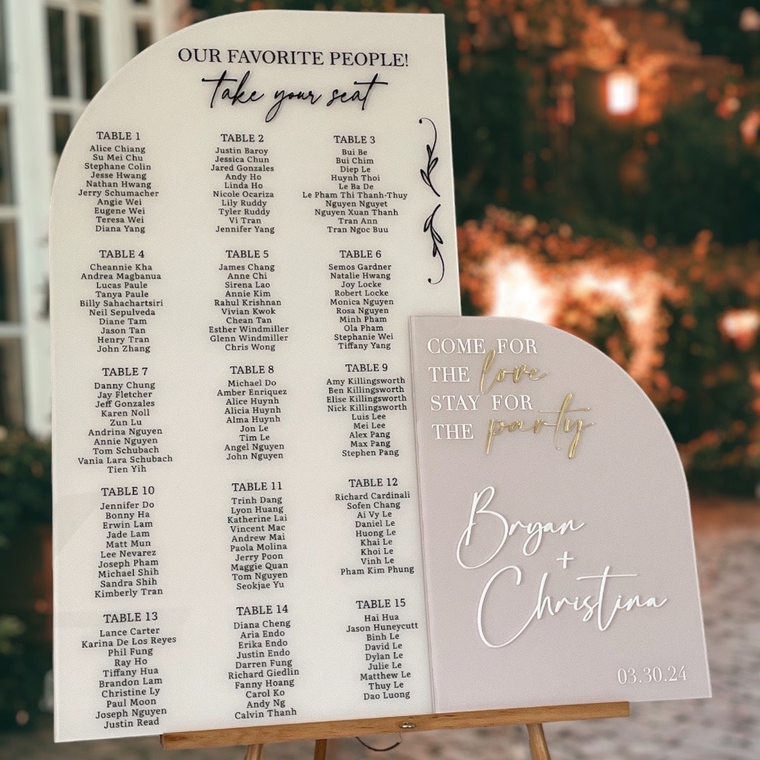 Duo Seating Chart, Welcome Sign and Seating Chart, Arched Wedding Sign ...