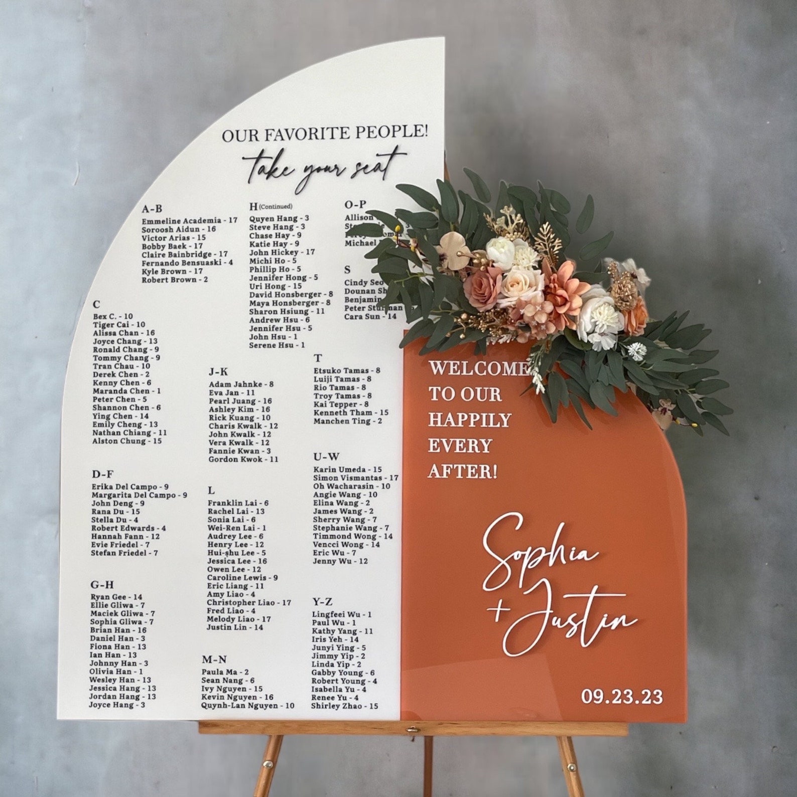 Duo Seating Chart, Welcome Sign and Seating Chart, Arched Wedding Sign ...