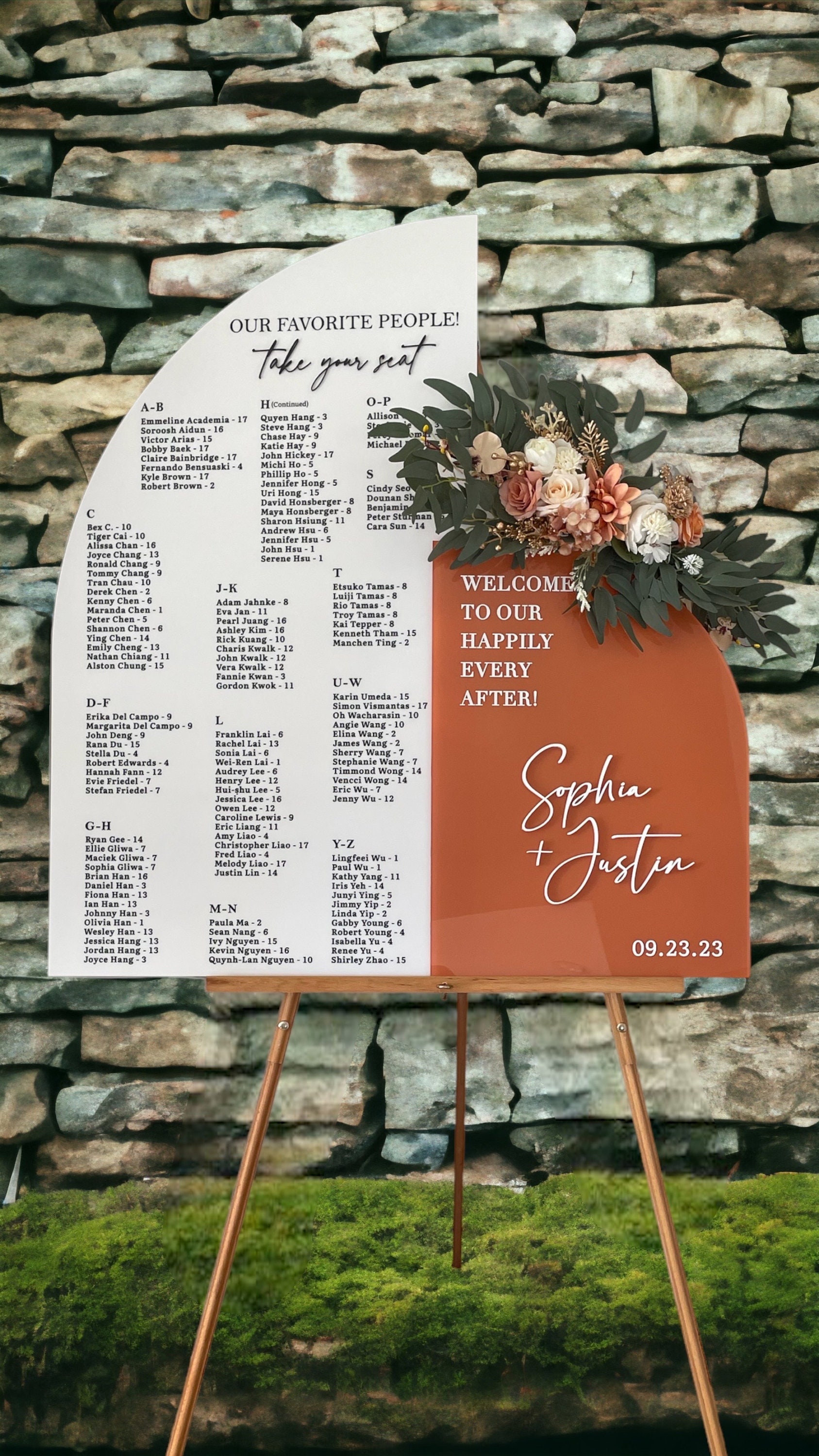 Duo Seating Chart, Welcome Sign and Seating Chart, Arched Wedding Sign ...