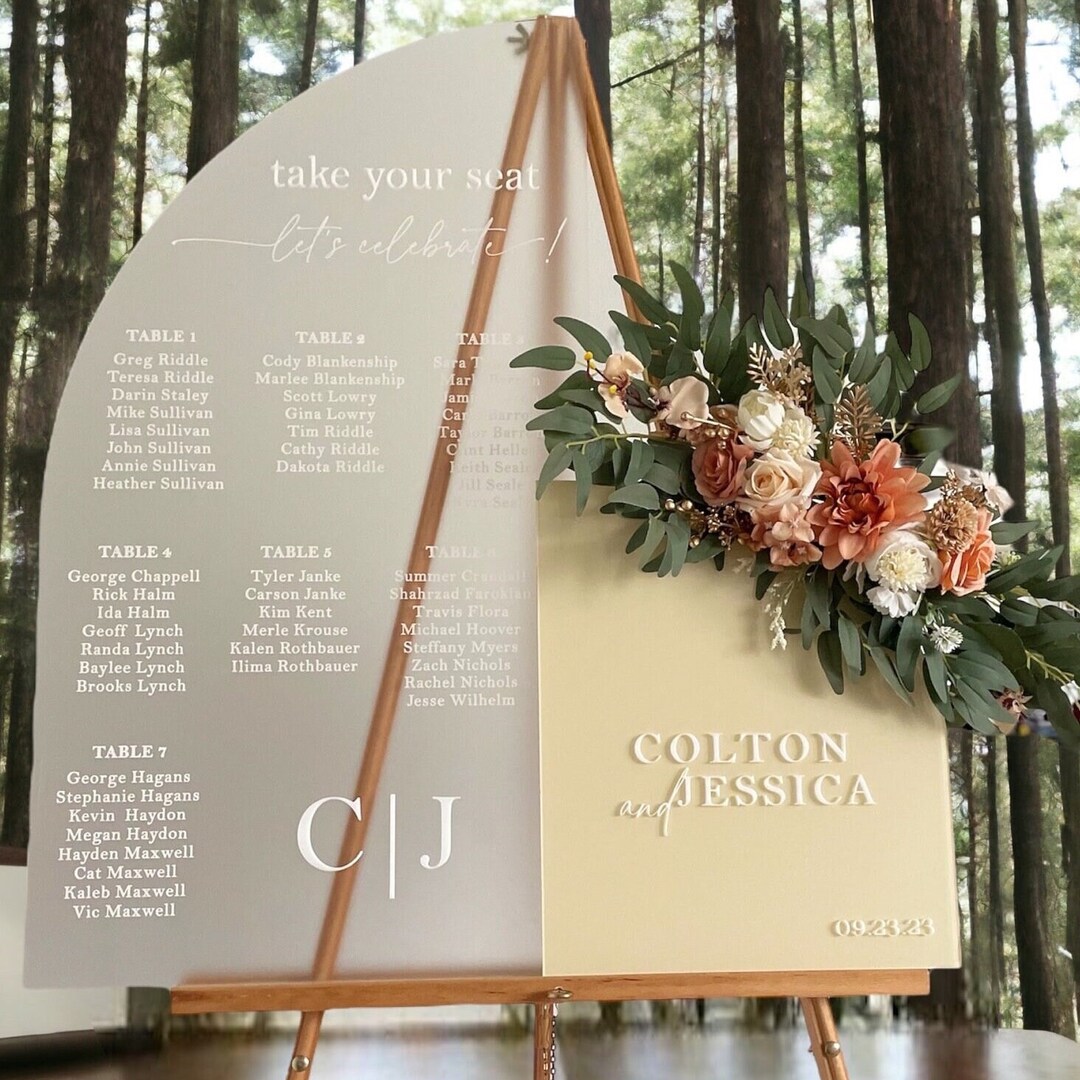 Duo Seating Chart, Welcome Sign and Seating Chart, Arched Wedding Sign ...