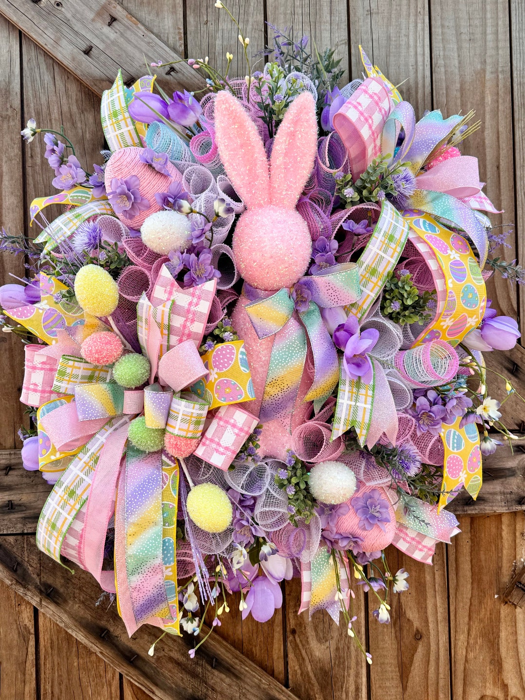 Easter Bunny Wreath, Summer Wreath for Front Door, Spring Wreath, Front ...