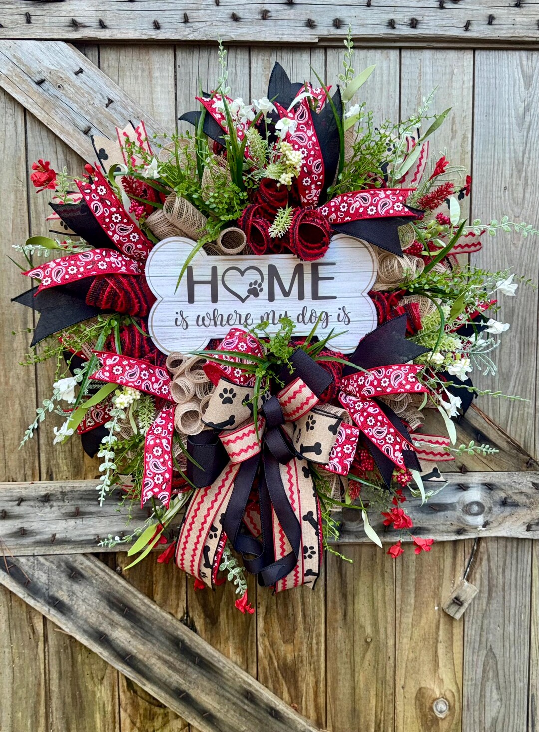 Dog Wreath for Front Door, Pet Wreath for Front Door, Animal Wreath for ...