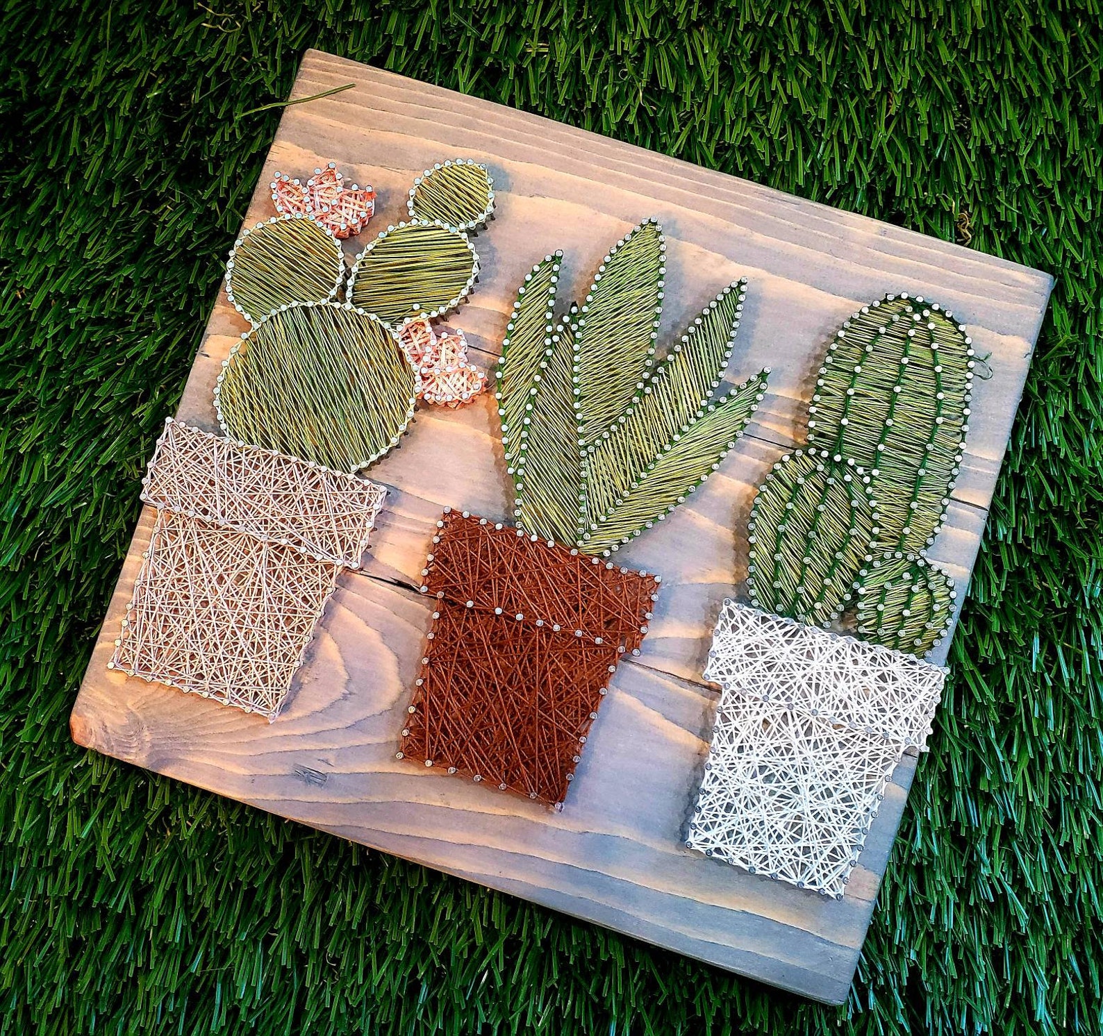 3 Cacti Succulent String Art Wall Art Desert Ladscape - Etsy