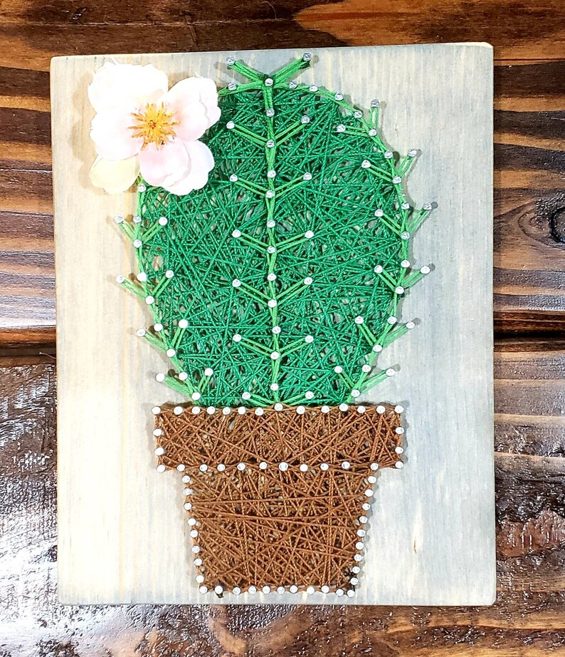 Cactus Succulent String Art Cacti With Flower String Art | Etsy