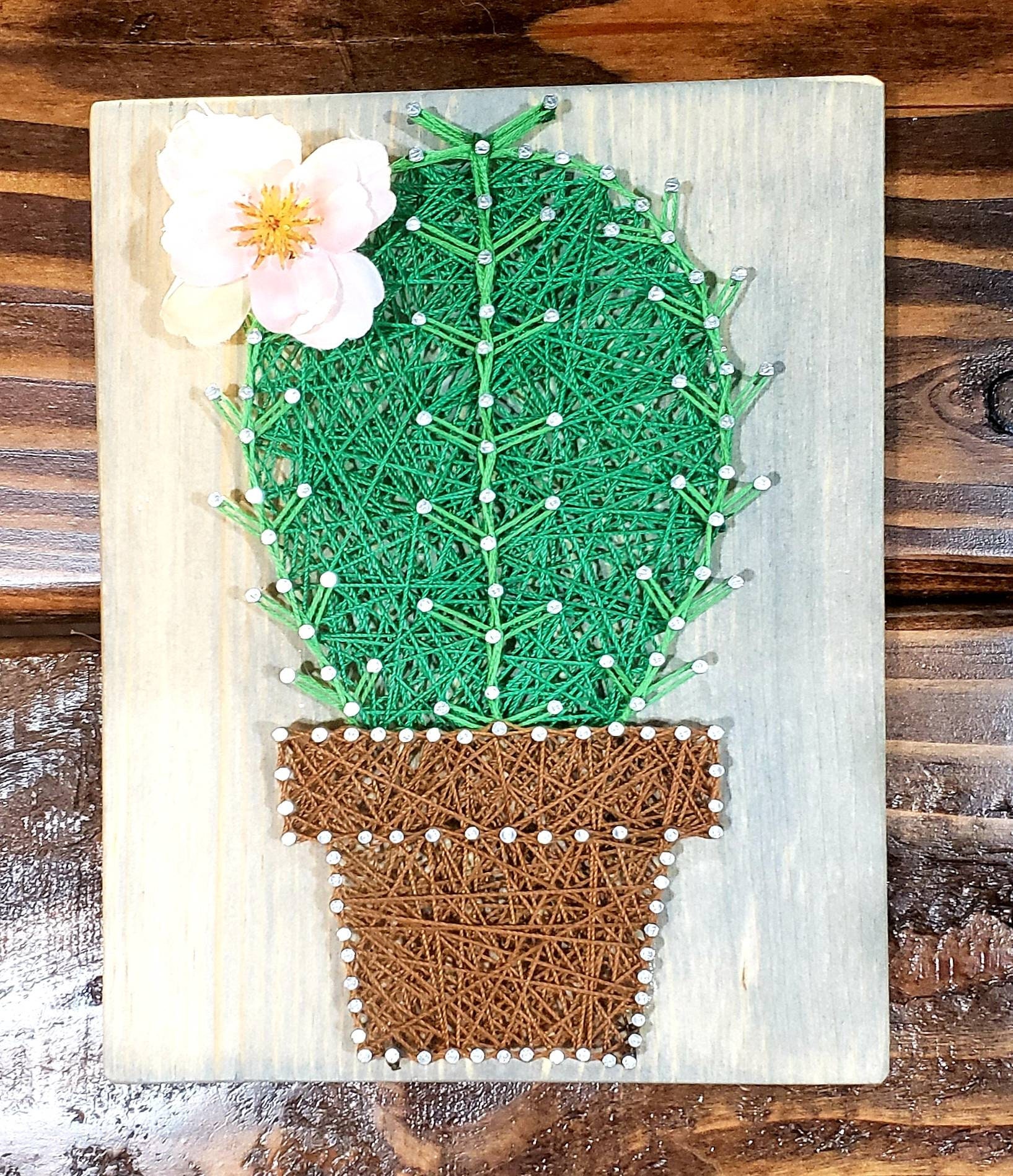 Cactus Succulent String Art Cacti With Flower String Art | Etsy