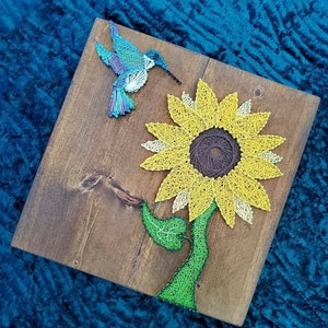 Hummingbird W/ Sunflower Stringart - Doityourself String Art Kit ...