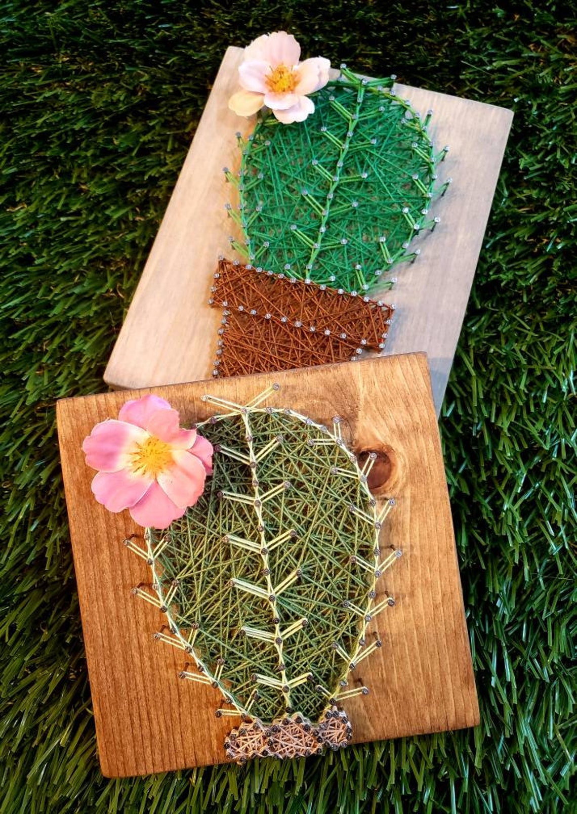 Cactus Succulent String Art Cacti With Flower String Art | Etsy