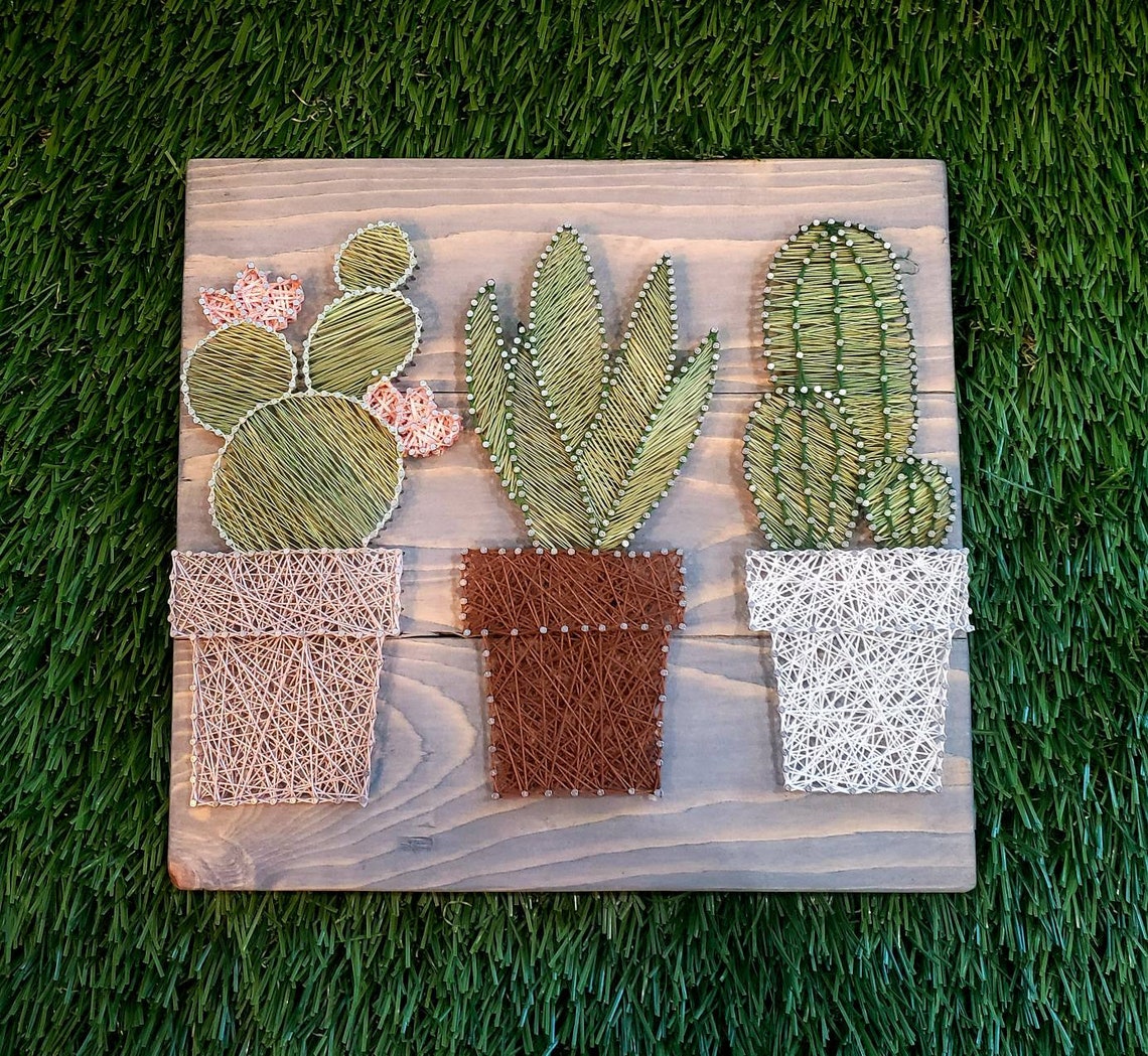 3 Cacti Succulent String Art Wall Art Desert Ladscape - Etsy