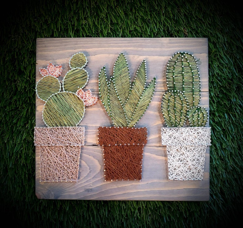 3 Cacti Succulent String Art Wall Art Desert Ladscape - Etsy