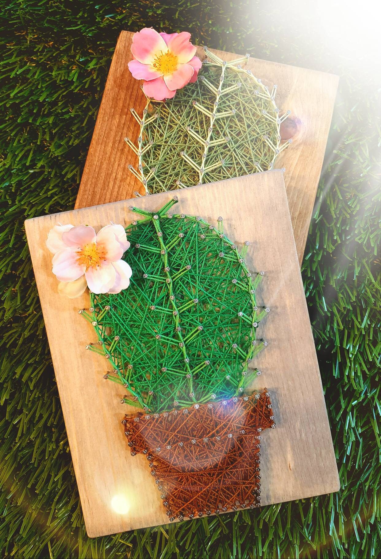 Cactus Succulent String Art Cacti With Flower String Art | Etsy