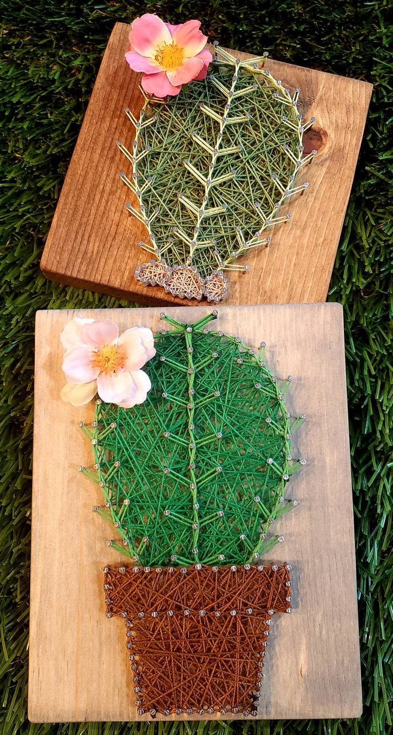 Cactus Succulent String Art Cacti With Flower String Art | Etsy