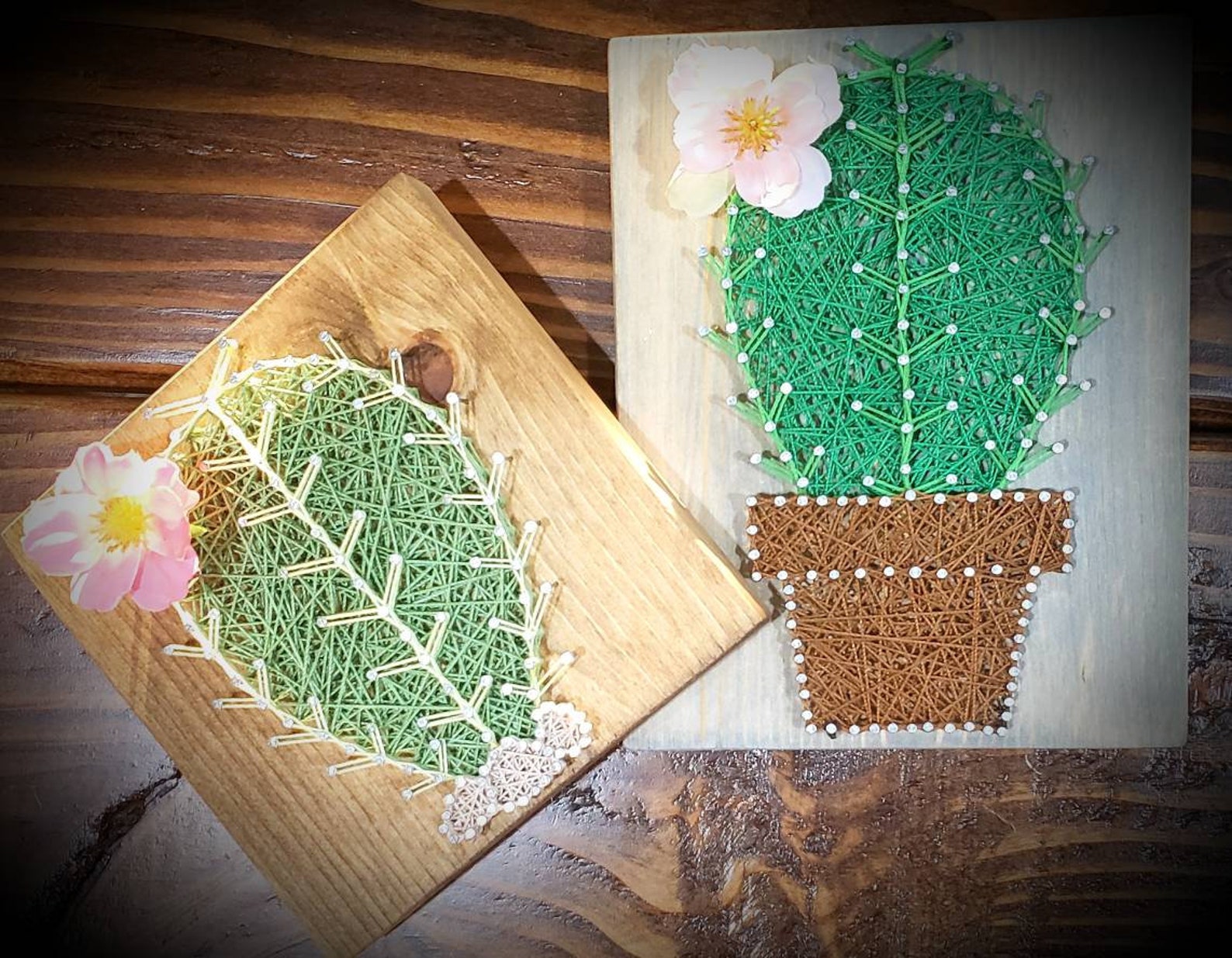 Cactus Succulent String Art Cacti With Flower String Art | Etsy