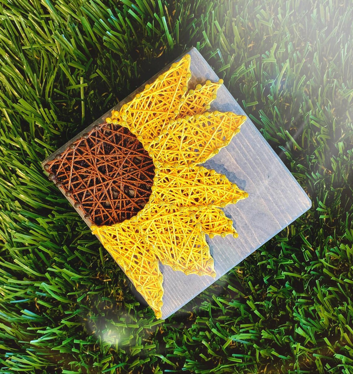 Sunflower Mini Diy String Art Kit Diy Kit Easy String Art Etsy