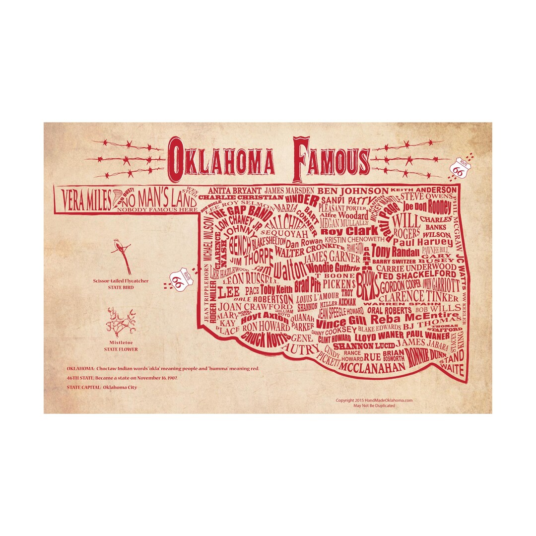 Oklahoma Famous Art Print - Etsy