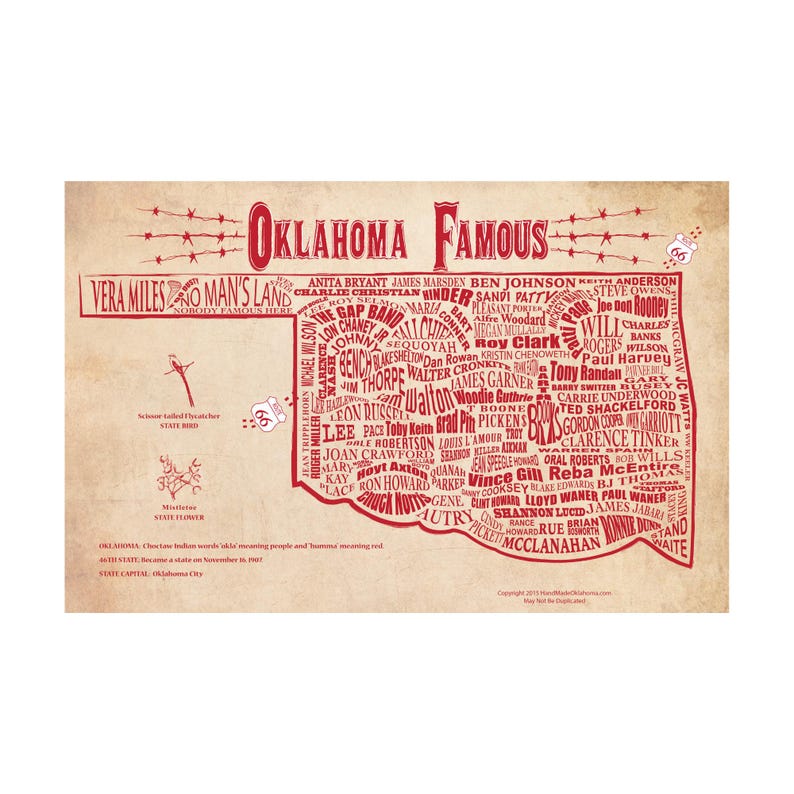 Oklahoma Famous Art Print - Etsy
