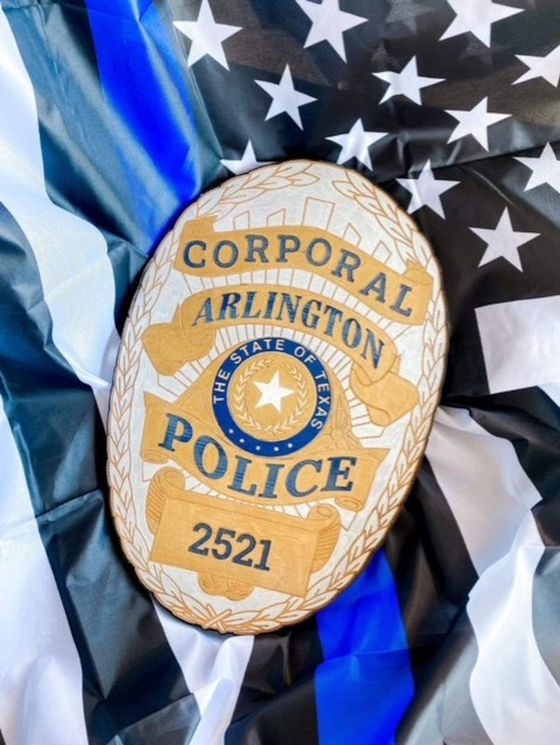 Large Wooden Police Badge Plaque Personalized Custom Engraved Wall ...