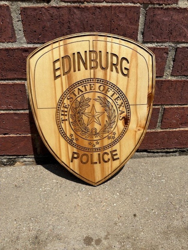 Large Wooden Police Badge Plaque Personalized Custom Engraved Wall ...